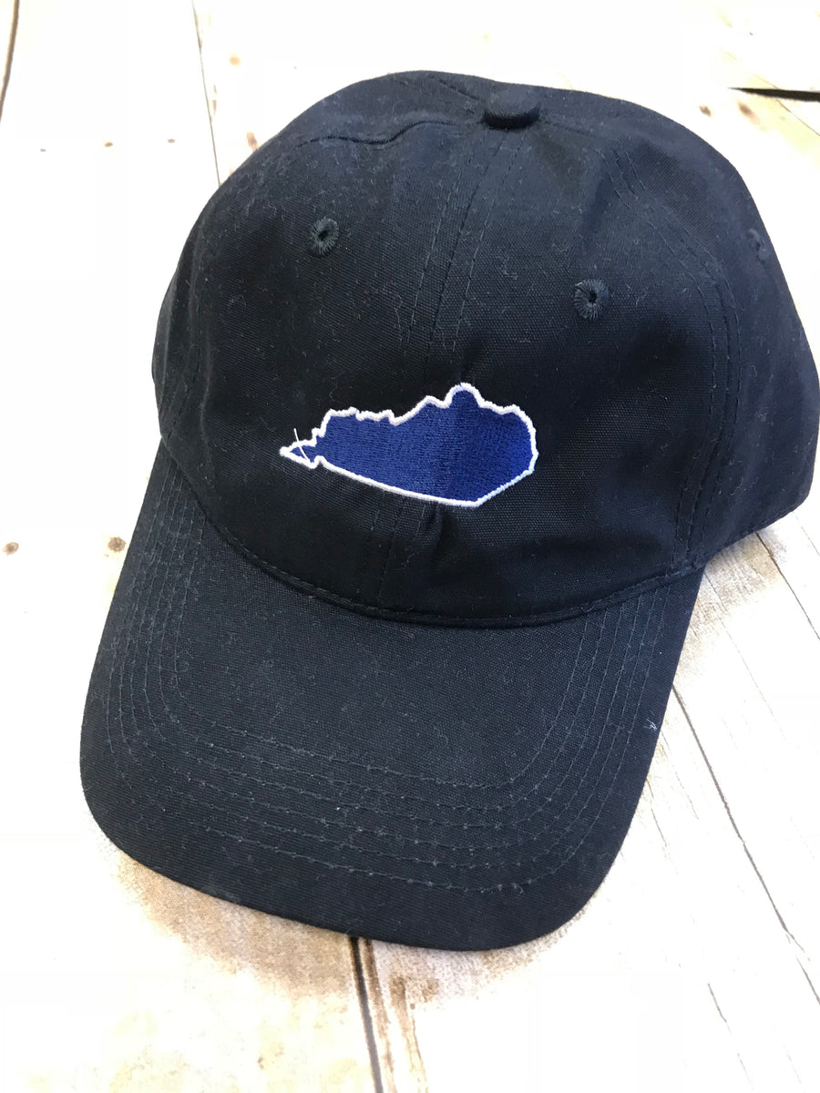 Baseball Hat - Black with BLUE embroidered State of KY